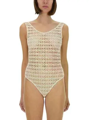 ALYSI Macramé Bodysuit - Neutrals
