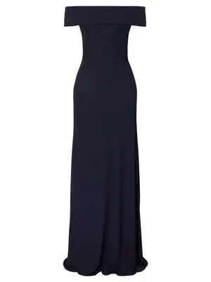 Alaïa Off-the-Shoulder Maxi Dress Navy