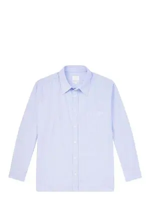 A.p.c. Malaury Logo-embroidered Striped Cotton-poplin Shirt - Blue