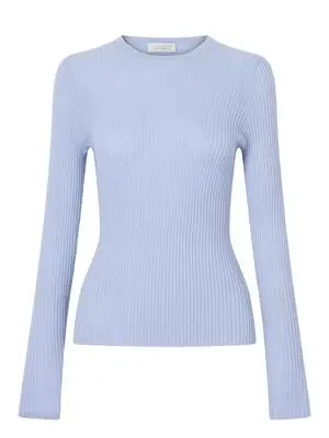 Gabriela Hearst Browning Ribbed Cashmere And Silk-blend Sweater - Blue