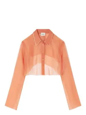 Khaite Fritz Cropped Layered Silk-organza Shirt - Orange