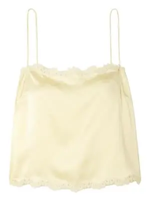DÔEN Loure Lace-Trimmed Silk-Satin Top Multi