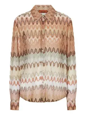 Missoni Striped Metallic Crochet-knit Shirt - Multi
