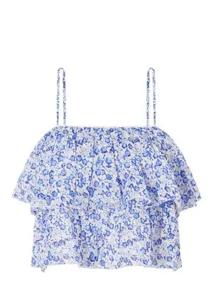 MARANT ETOILE Erisa Ruffled Floral-print Cami - Blue
