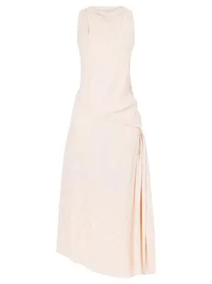 Victoria Beckham Twisted Floral-jacquard Silk Midi Dress - Pink