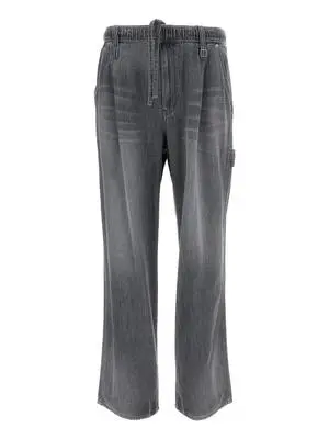 WOOYOUNGMI Denim Trousers With Drawstring Grigio