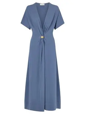 Altuzarra Rena Embellished Gathered Jersey Maxi Dress - Blue