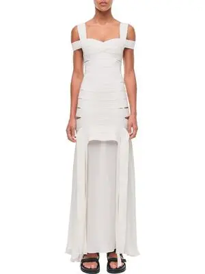 Simkhai Callaway Bandage Knit Cutout Maxi Dress - White