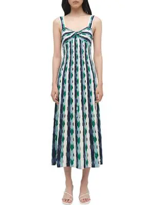 Simkhai Christina Stripe Eyelet Knit Midi Dress - Multicolor