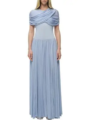 Simkhai Nancie Ruched Jersey Cape Maxi Dress - Blue