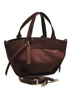 Anthropologie Faux Suede Mini Cinched Handbag - Chocolate