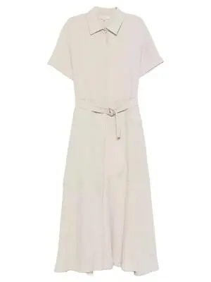 Antonelli Firenze Short-sleeve Midi Shirt Dress - Neutrals