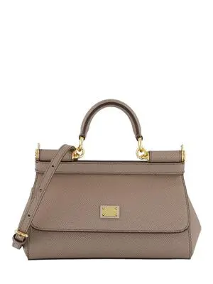 Dolce & Gabbana Sicily Mini Leather Handbag Beige