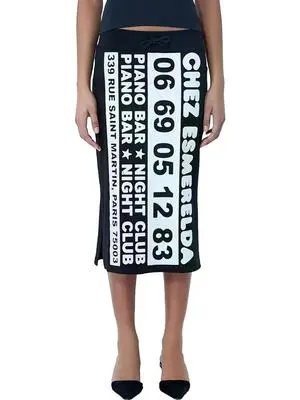 Vaquera Graphic-print Midi Skirt - Black