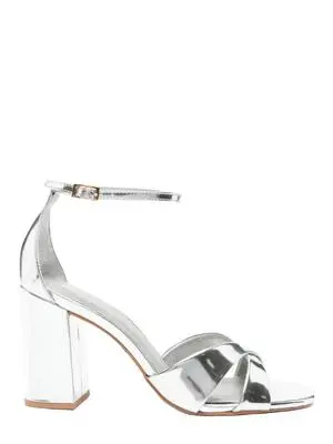 ANDREA CARRANO Crossover-strap Heeled Sandals - Silver