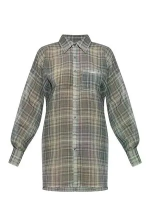 Coperni Plaid Shirt With Drawstring Waist - Grey