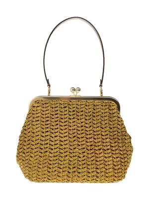 COACH 27 Kisslock Frame Interwoven Tote Bag - Brown