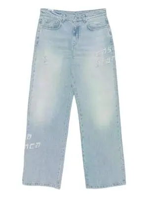 Casablanca Ripped Letter Denim Jeans - Blue