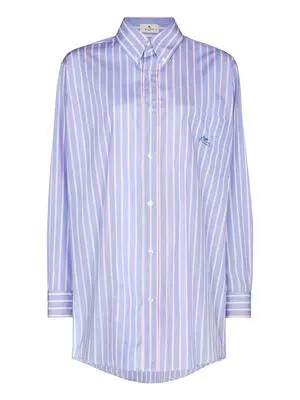 Etro Oversize Pinstripe Shirt - Blue
