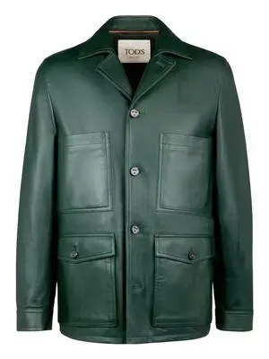 TOD'S Flap-pockets Leather Jacket - Green