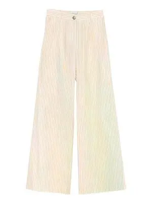 ERMANNO FIRENZE Striped Wide-leg Trousers - Neutrals