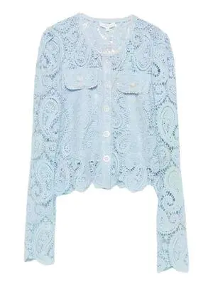 PAPER LACE Lace Scallop Shirt - Blue