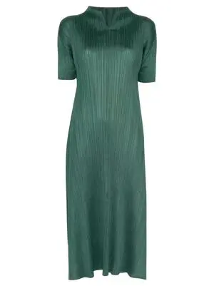 Issey Miyake Midi Dress With Short Sleeves - Green
