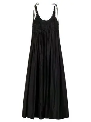 TWINSET Floral Lace Maxi Dress With Adjustable Straps - Black