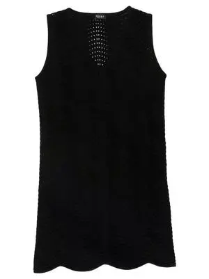 NEERA V-neck Textured Mini Dress - Black