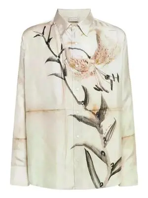 PIERRE-LOUIS MASCIA Aloe Long-Sleeve Shirt Neutrals