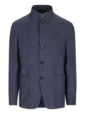 Zegna Mandarin-collar Jacket - Blue