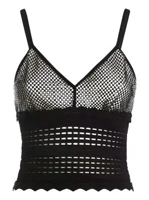 GENNY Scalloped Knit Top - Black