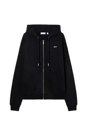 Off-White Printed Zip-up Hoodie - Black