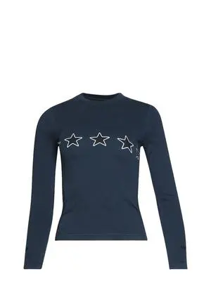 Balenciaga Long Sleeve Fitted Top With Artwork - Navy