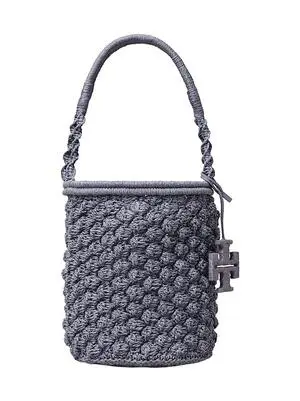 Tory Burch Ella Hand-crochet Straw Bucket Bag - Gray