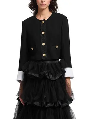 Emporio Armani Collarless Jacket With Detachable Cuffs - Black