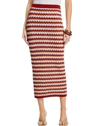 Ronny Kobo Drake Knit Midi Skirt - Rust Combo