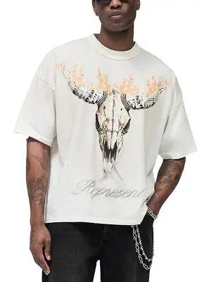 REPRESENT British Cowboys Logo Graphic Tee Ecru