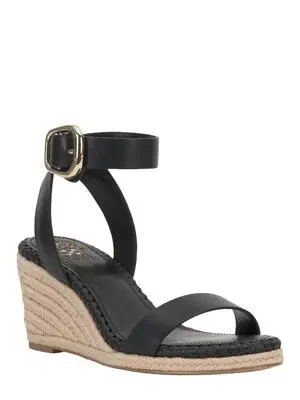 Vince Camuto Fainel Espadrille Ankle Strap Platform Wedge Sandal - Black