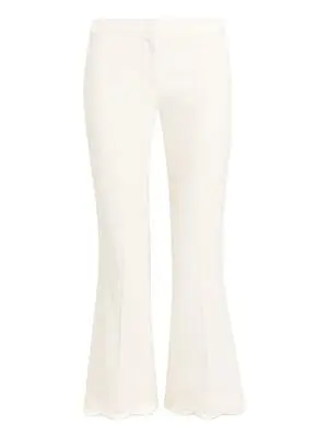 Alexander McQueen Cropped Flared Wool Pants With Lace Trim - Cream