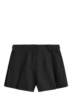 Cos Pleated Belted Linen Shorts - Black