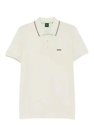 BOSS Piped Cotton Polo Shirt Neutrals