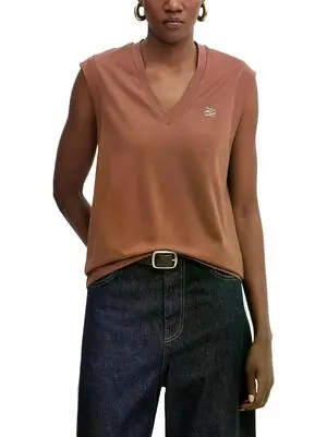 Karl Lagerfeld Sleeveless V-neck Vest - Brown
