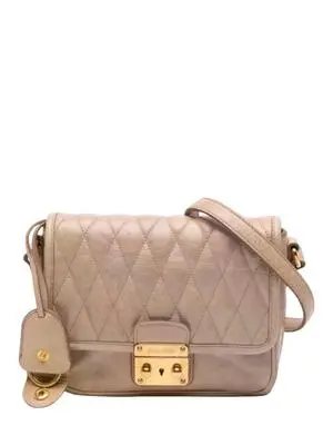 Miu Miu Quilted Leather Flap Crossbody Bag - Neutrals
