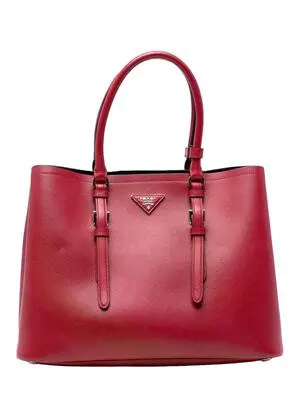 Prada Saffiano Cuir Medium Satchel - Red