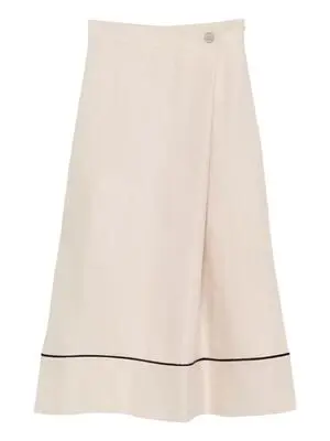 Agnona Contrast-trim Midi Skirt - Neutrals