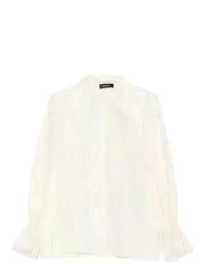 Fabiana Filippi Lace-trim Ruffled-sleeve Shirt - Neutrals