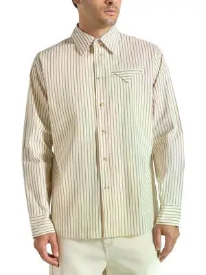 Manière De Voir Ronnie Pinstripe Long Sleeve Shirt - Neutrals