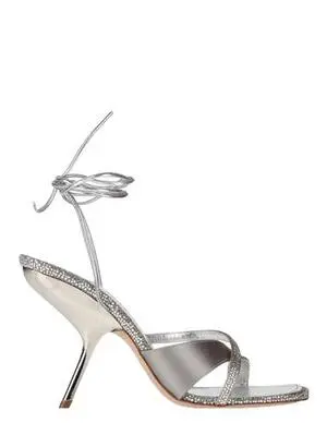FERRAGAMO Kidskin Sandals With Ankle Ties - Silver