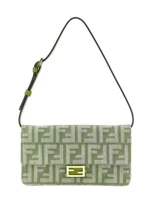Fendi Ff Jacquard Shoulder Bag - Green